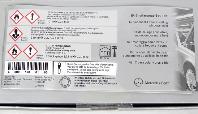 Mercedes-Benz OEM Windshield Adhesive Kit Genuine MB A0006700100 for ...