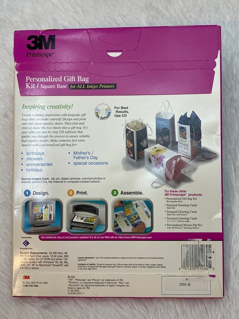 3M Printscape Personalized Square Gift Bag Inkjet Printer Kit for sale ...