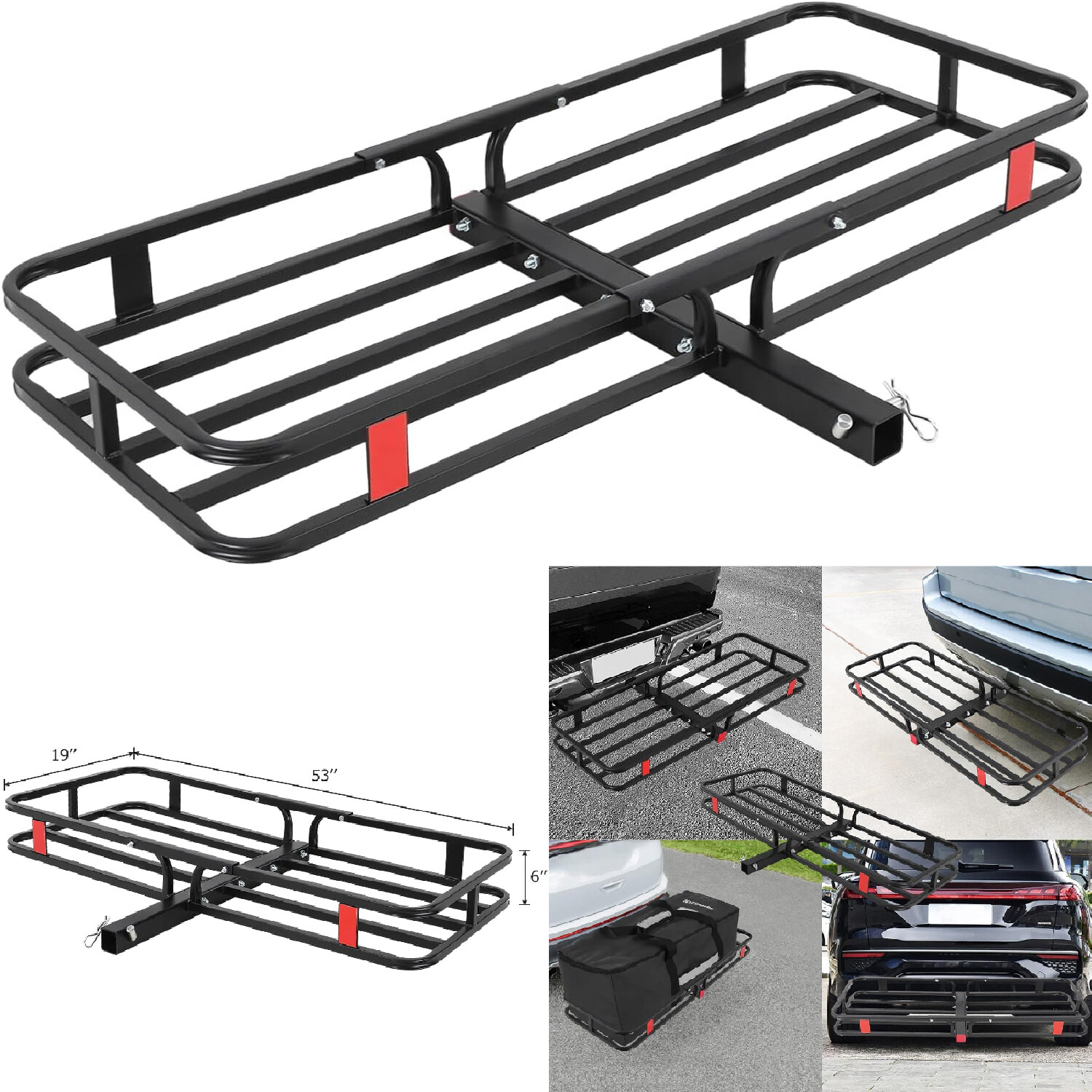 500 lbs Hitch Mount Hitch Cargo Carrier SUV Car Rear Luggage Basket ...
