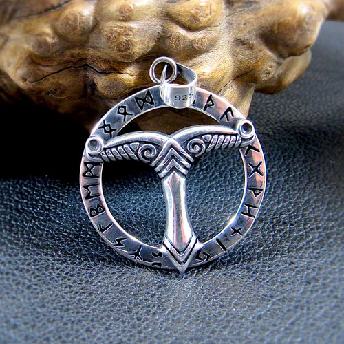 Solid 925 Sterling Silver German Saxon Irminsul Pagan Cross Pendant ...
