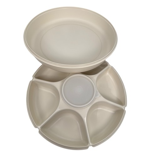 Vintage Tupperware Divided Serving Tray & Bowl with Lid Off White A72Q ...
