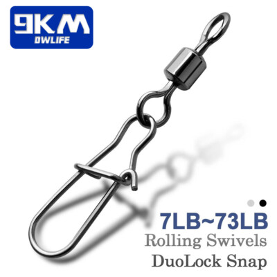 9KM Fishing Connector Rolling Swivels Barrel Bearing with Snap Fit for ...
