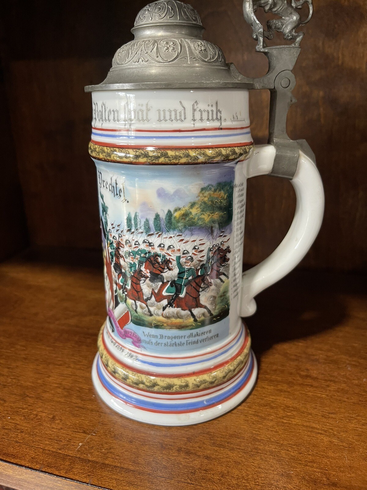 Antique German Germany WW1 Regimental Cavalry Porcelain Litho Lidded ...