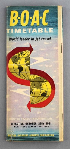 BOAC AIRLINE TIMETABLE OCTOBER 1961 ROUTE MAP B.O.A.C. SPEEDBIRD | eBay