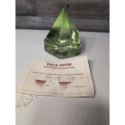 Vntg Large Light Green Ship Deck Glass Prism Pyramid Nautical Maritime ...