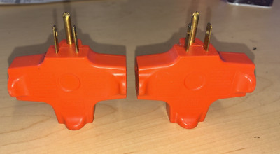 Pair of Intertek 3182798 wall plug with 3 outlets Orange | eBay