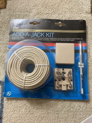 ATT 24184 Add A Jack Kit 50ft 6 Conductor Telephone Wire, Modular Jack ...