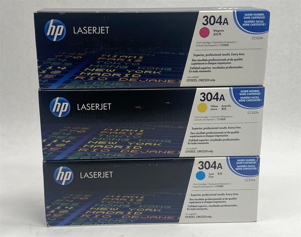 HP Laserjet 304A Cyan Magenta Yellow Toner Cartridge CC531A CC533A ...