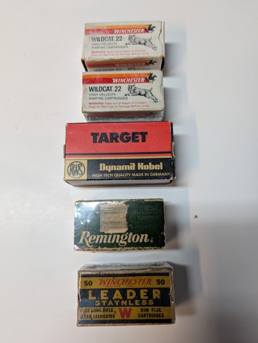 Vintage lot of 5 EMPTY winchester .22 long Ammo Shell Box 22 cartridge ...