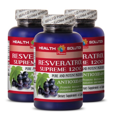 RESVERATROL SUPREME 1200mg - red wine extract - grape seed capsules - 3 ...
