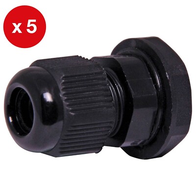 5 PACK - 5-10mm EG11/PG11 Black IP68 Nylon Cable Gland | eBay Australia