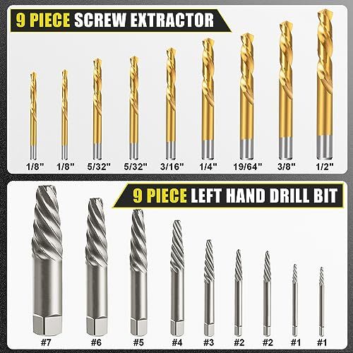 Easy Out Screw Extractor & Left Hand Drill Bit Set Ultimate Screw ...