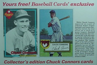 1985 BASEBALL REPLI-CARDS PANEL - CHUCK CONNORS (RIFLEMAN TV) DODGERS ...