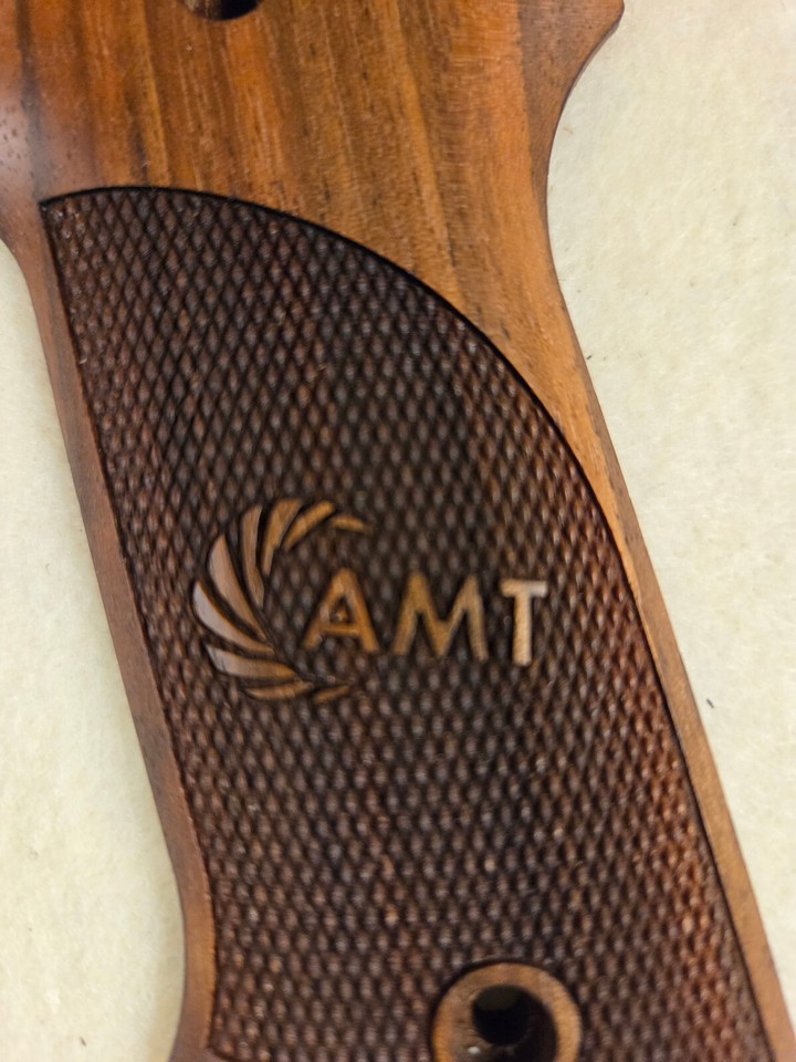 AMT II Arcadia Machine & Tool Checkered Walnut Pistol Grips w/AMT Logo ...