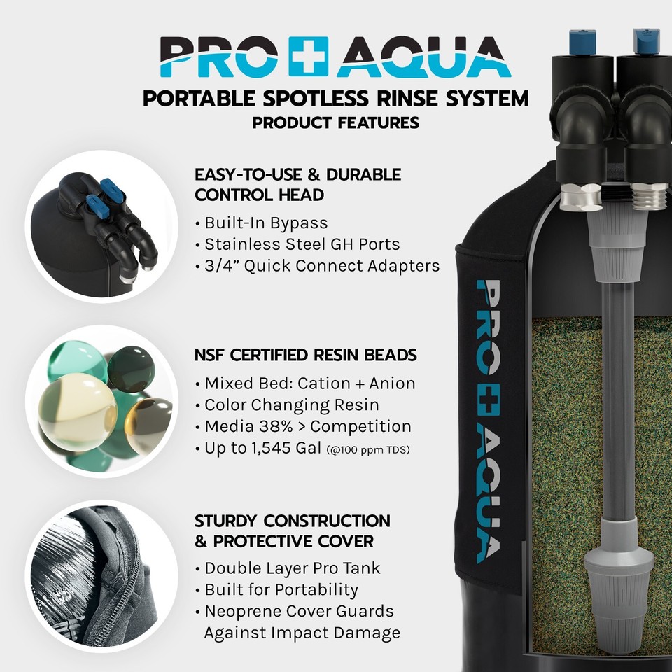 PRO+AQUA Portable Spot-Free Deionizer System for Spotless Car & RV Wash ...