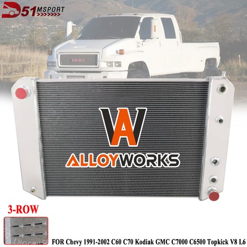 3 Row Radiator Fits Chevy 1991-2002 C60 C70 Kodiak GMC C7000 C6500 ...