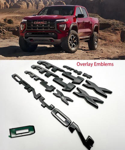 OVERLAY 5PCS Gloss Black Door Rear AT4X Canyon Emblem Fit 2023+ GMC ...