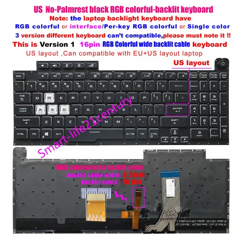 New US RGB Backlit Keyboard For Asus ROG Strix G712 G712L G731 G731GW ...