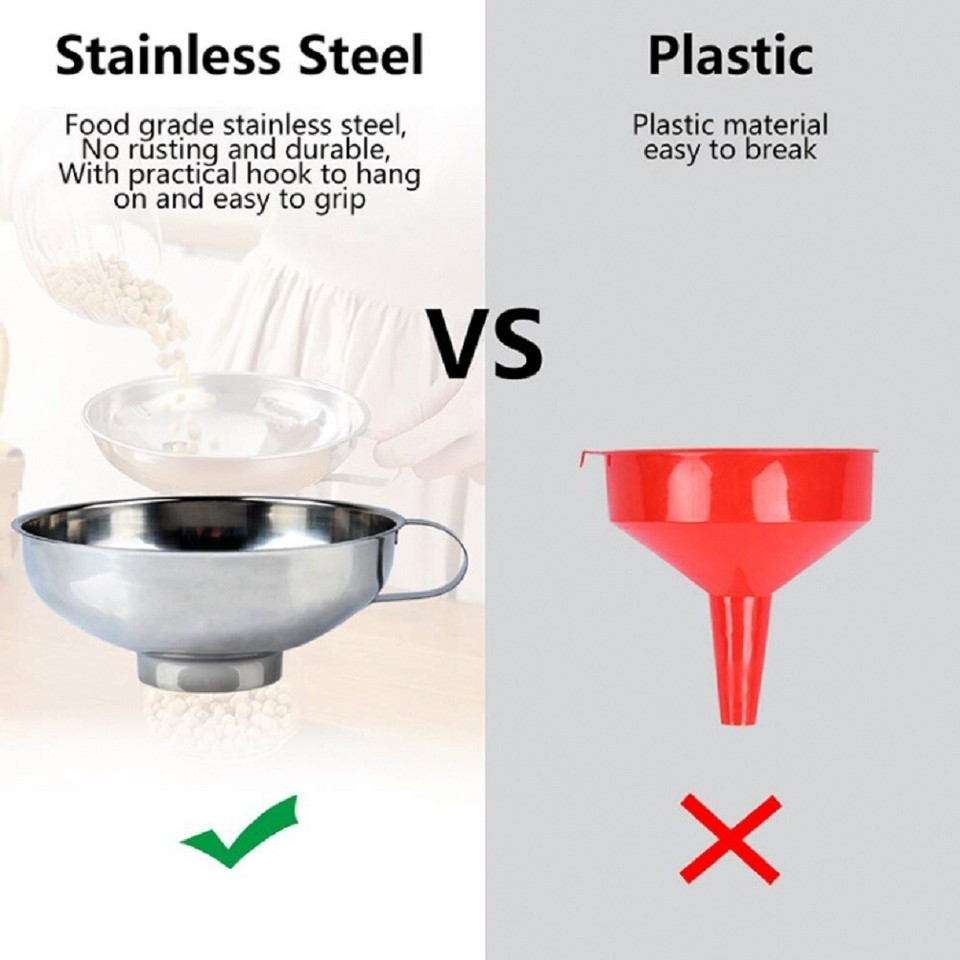 2-Piece Stainless Steel Canning Funnel Set for Mason Jars – Wide Mouth ...