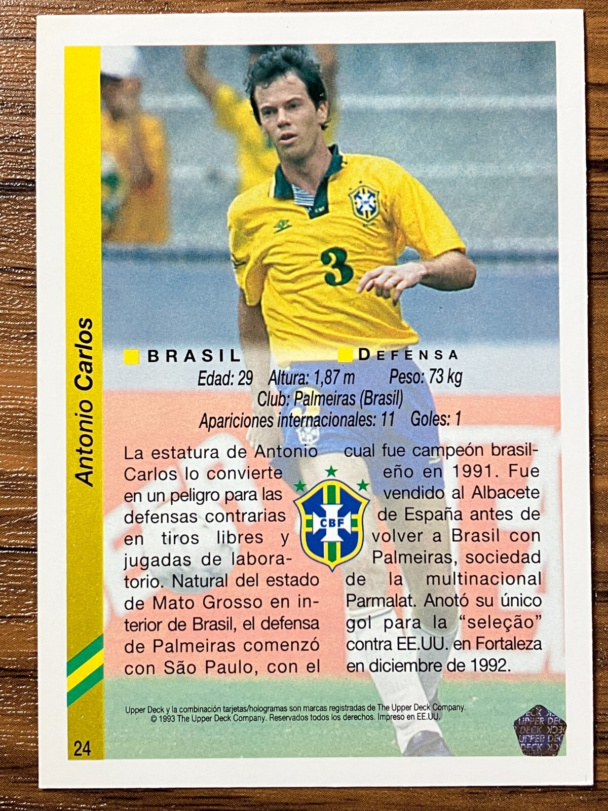 Upper Deck 1993 World Cup USA Soccer Card #24 Antonio Carlos Brazil | eBay