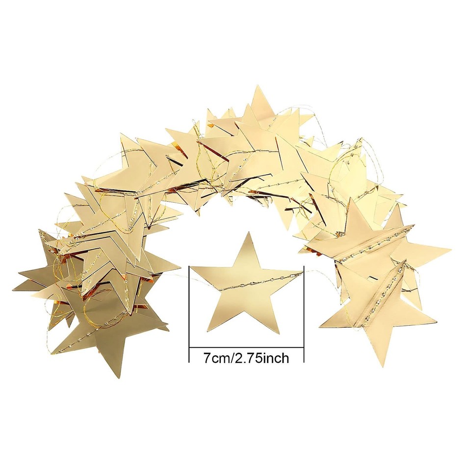 Glitter Star Garland Banner 130ft Gold Hanging Decor for Party Wedding ...