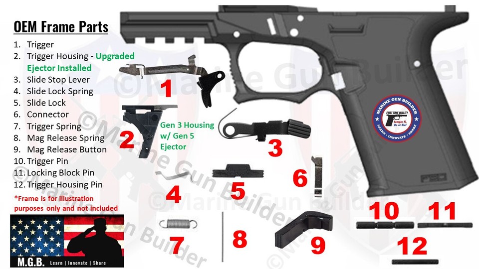 Glock 19 Lower Part Kit Gen 3 OEM G19 LPK Armorer G5 Complete Custom ...