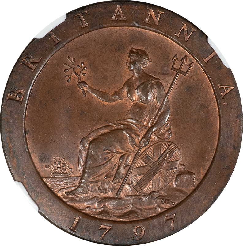 Great Britain 1797 George III Copper Cartwheel Penny NGC MS-64 BN | eBay