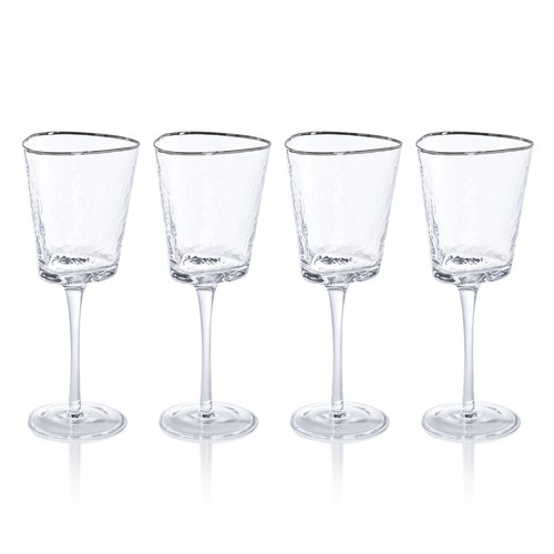 Kampari Triangular Wine Glasses with Platinum Rim, Set of 4 | eBay