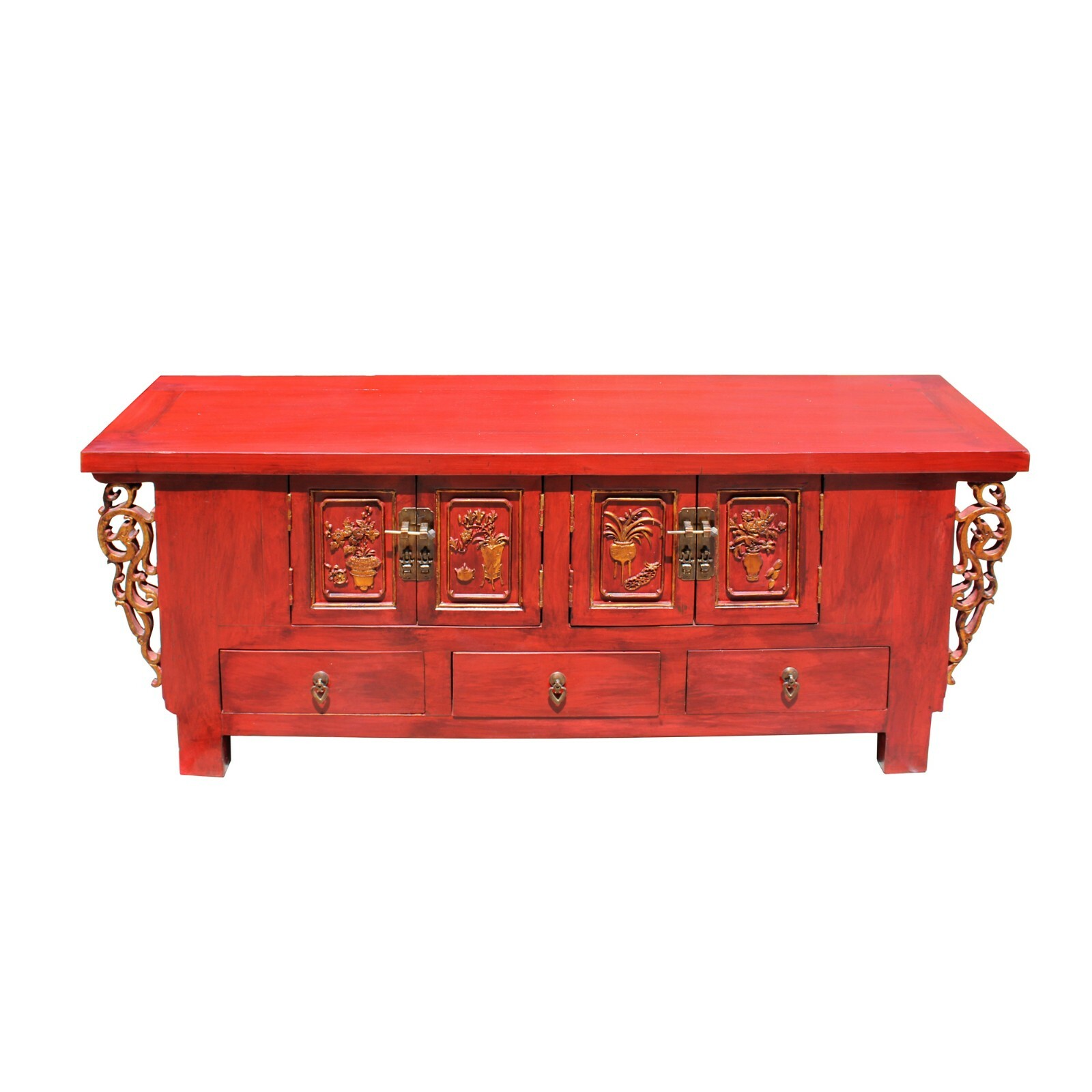 Chinese Distressed Red Dragon Motif TV Console Table Cabinet cs5728 | eBay
