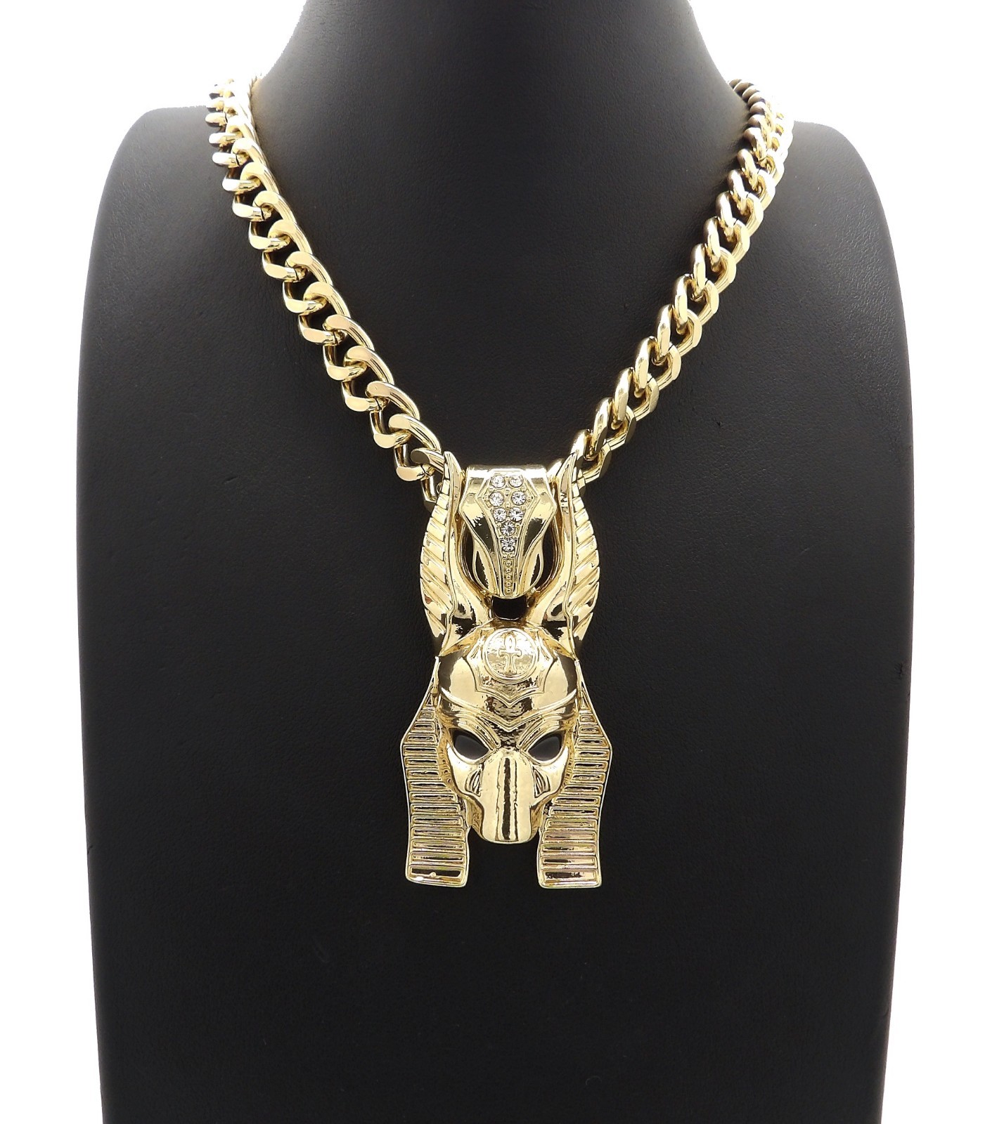 New Egyptian Anubis Head Pendant 9mm/18" Link Chain Hip Hop Necklace ...