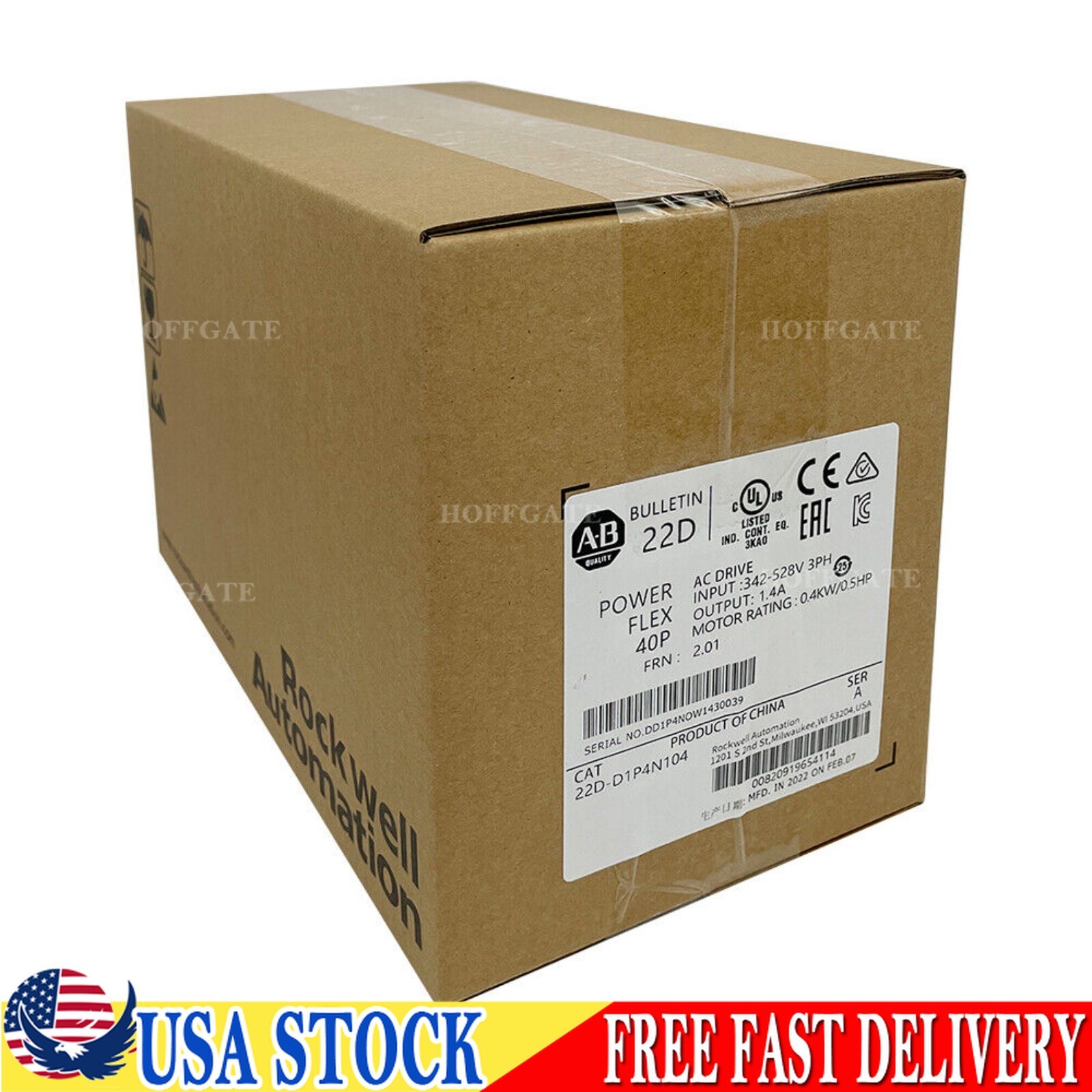 New Allen-Bradley 22D-D1P4N104 PowerFlex 40 0.4kW 0.5Hp AC Drive AB ...