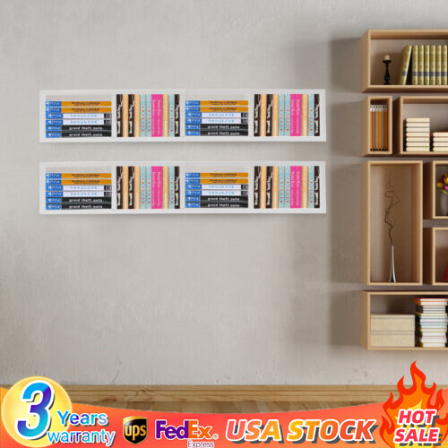 2PCS White Wall Mount 34 In Media Storage Rack CD DVD Organizer Stand ...