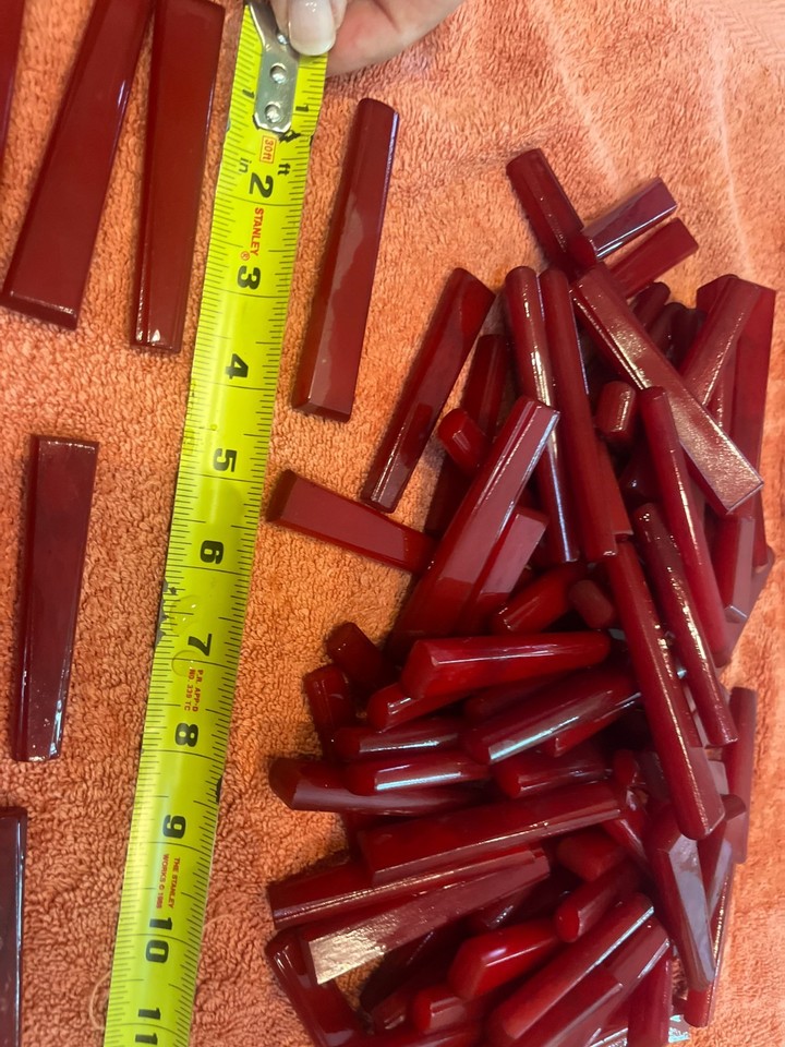 vintage bakelite parts handle rods jewelry lot cherry red amber faturan ...