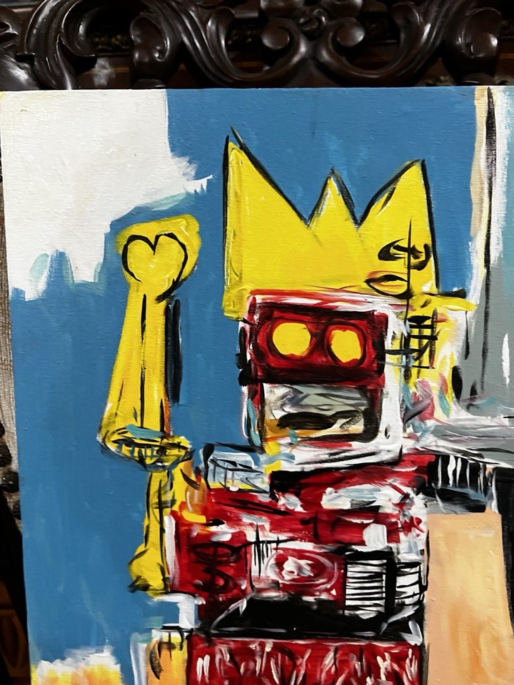 Jean Michel Basquiat signed stamped oil painting | eBay