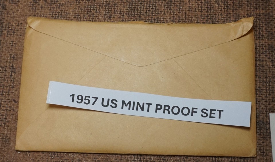 1957 US PROOF MINT SET Franklin 1/2, Quarter & Dime 90% Silver Coins w ...
