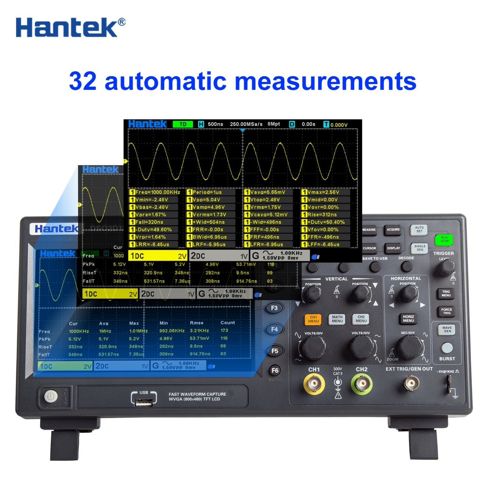 Hantek Digital DSO2000 Series Oscilloscope 2CH+1CH 1GSa/s 100/150MHz ...