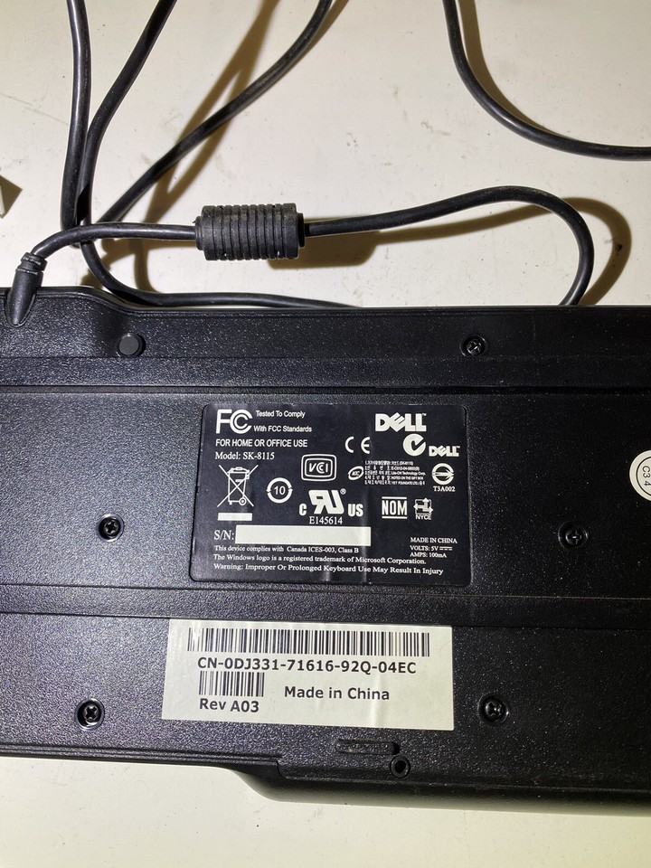 Dell Wired SK-8115 Keyboard USB Model Mechanical L100 Keyboard | eBay