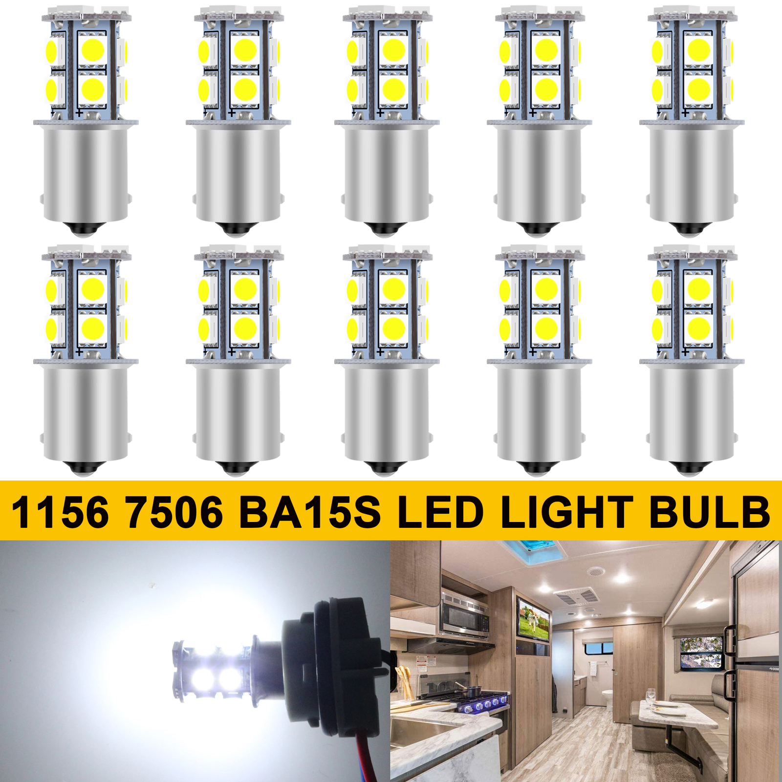 10X White 1156 Interior LED Sleeper Cab Light Bulbs For Freightliner ...
