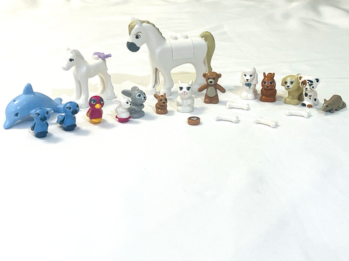 Lego Friends Minifigure Animals Lot Horse Bunny Dog Cat Birds Dolphins ...