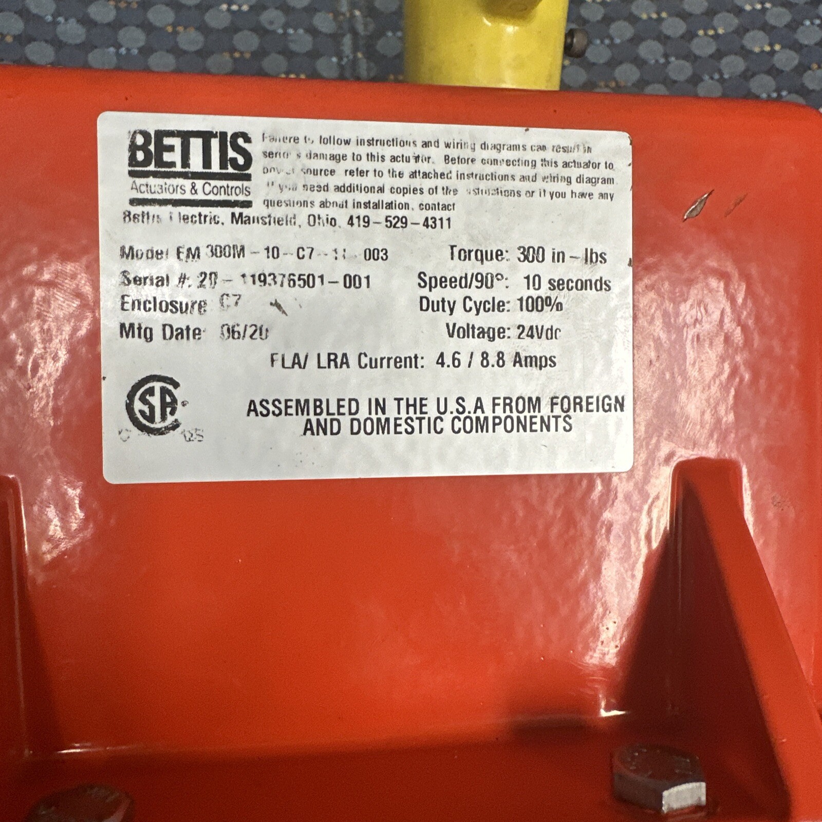 Bettis EM 300M-10-c7-11-003 EM300 Valve Actuator 24vdc With Stainless ...