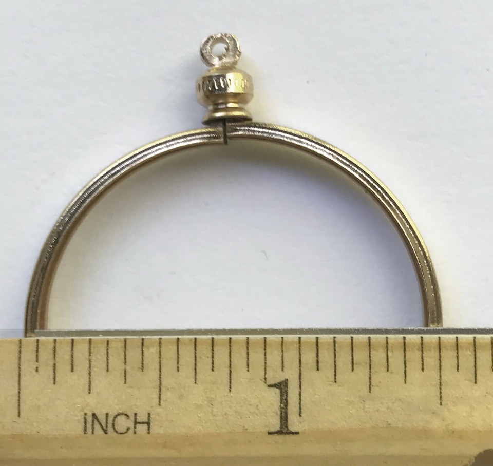Coin Holder Bezel 38mm 1 1/2" Silver Plate charm necklace pendant 1 pc ...