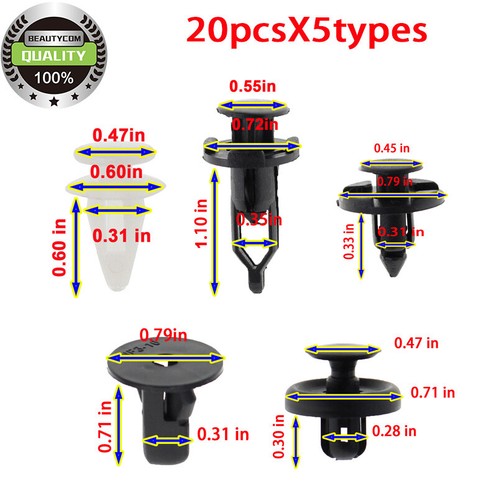 100x Bumper Trim Panel Clips For TOYOTA & LEXUS 88970767 909130043 ...