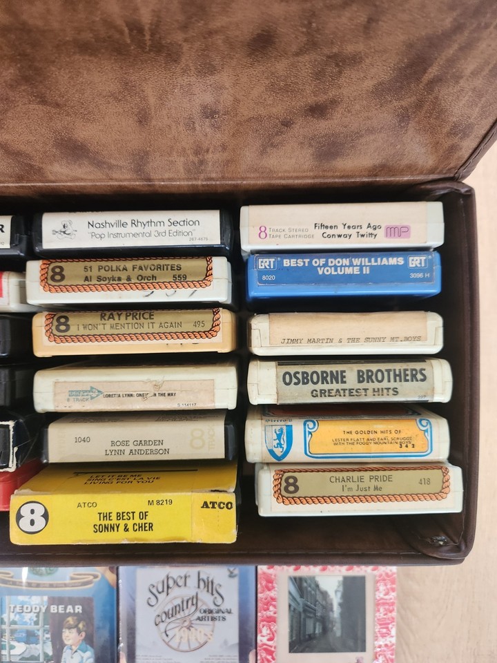 Vintage 8 Track Tape Storage Case + 28 Tapes some sealed ~Lot~ | eBay