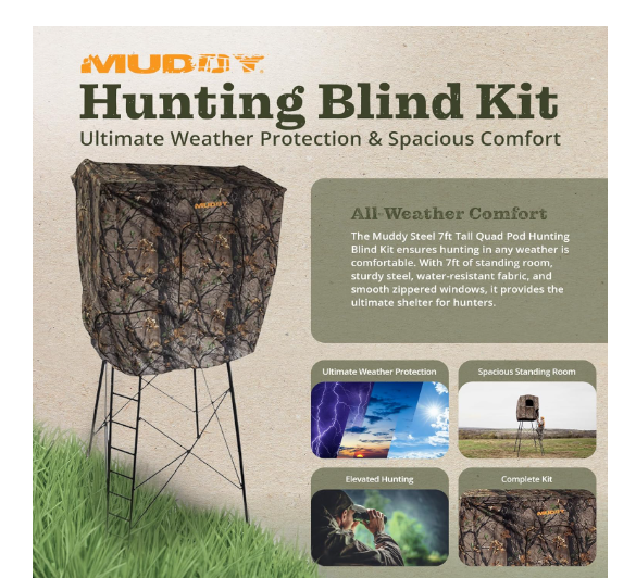 7 Foot Tall Hunting Deer Quad Roof Kit with Full Blind Enclosure, 4 ...