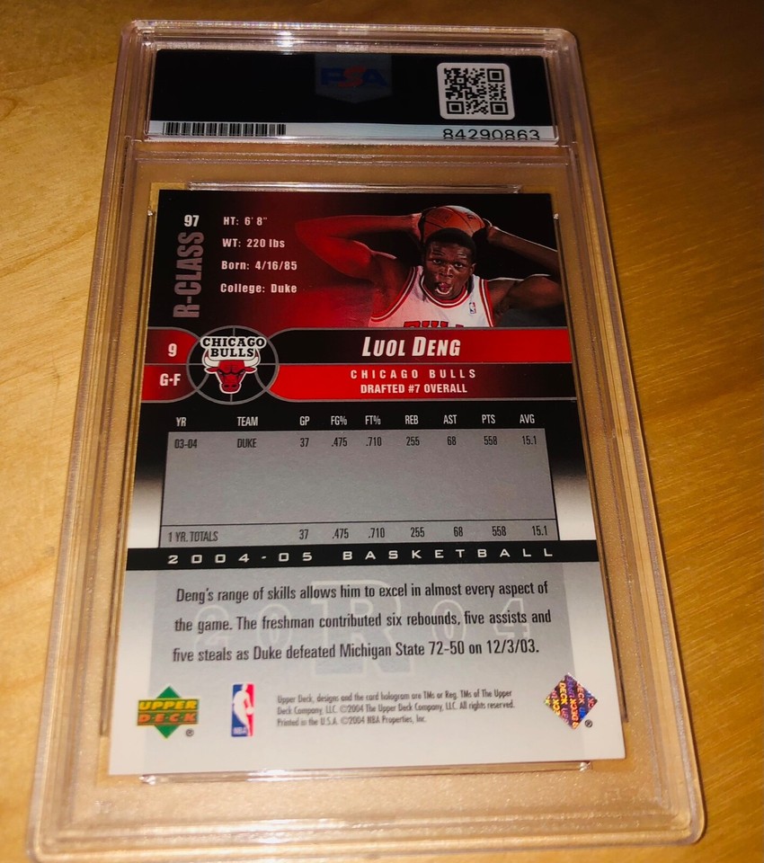 Luol Deng 2004-05 Upper Deck Rookie Class #97 PSA Signed Card Auto RARE ...