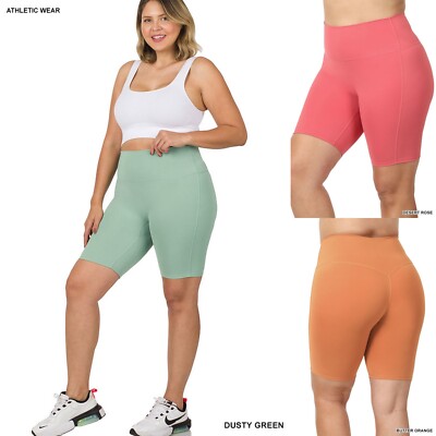 1X 2X 3X High Waist Biker Shorts Athletic Fabric Yoga Cycling Gym ...