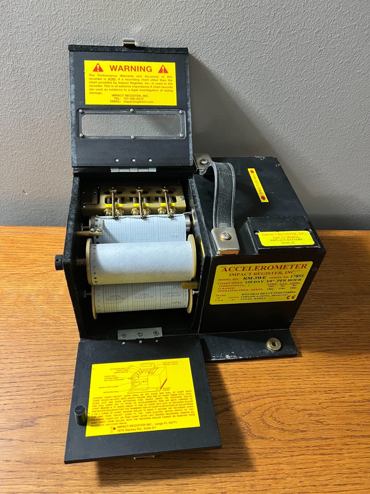 RM-3WE Impact Register Inc. 3 Way Accelerometer Earthquake Reading ...