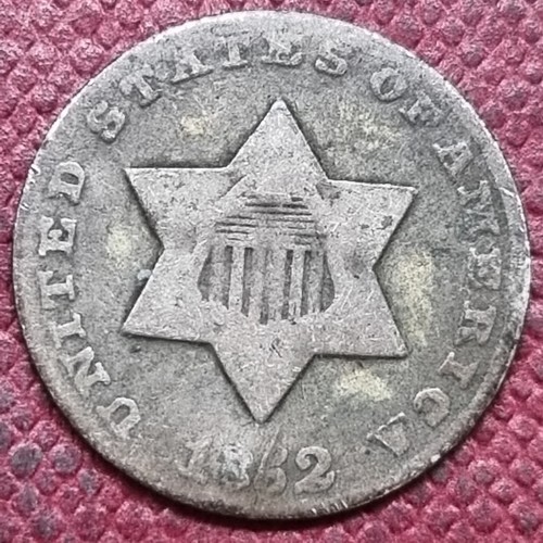 1852 Three Cent Silver Trime 3c Rare Type Coin Nicely Circulated #91694 ...