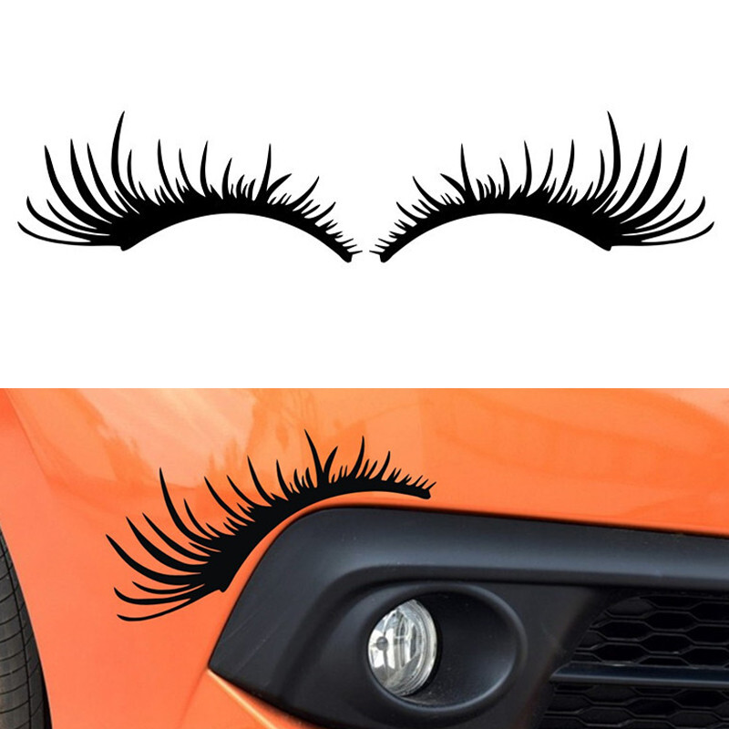 1 Pair Car Headlight 3D Eyelashes Sticker Fake Eye Lash Decals Decor ...