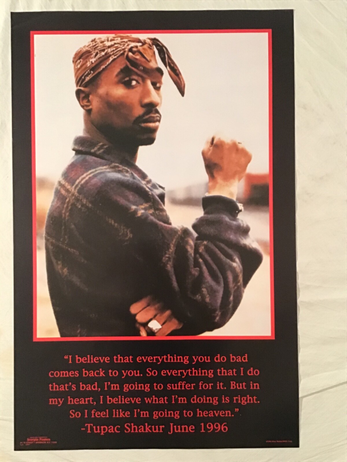 Tupac Shakur 1999 Poster 2 Pac Scorpio Red Border Rap Hip Hop | eBay